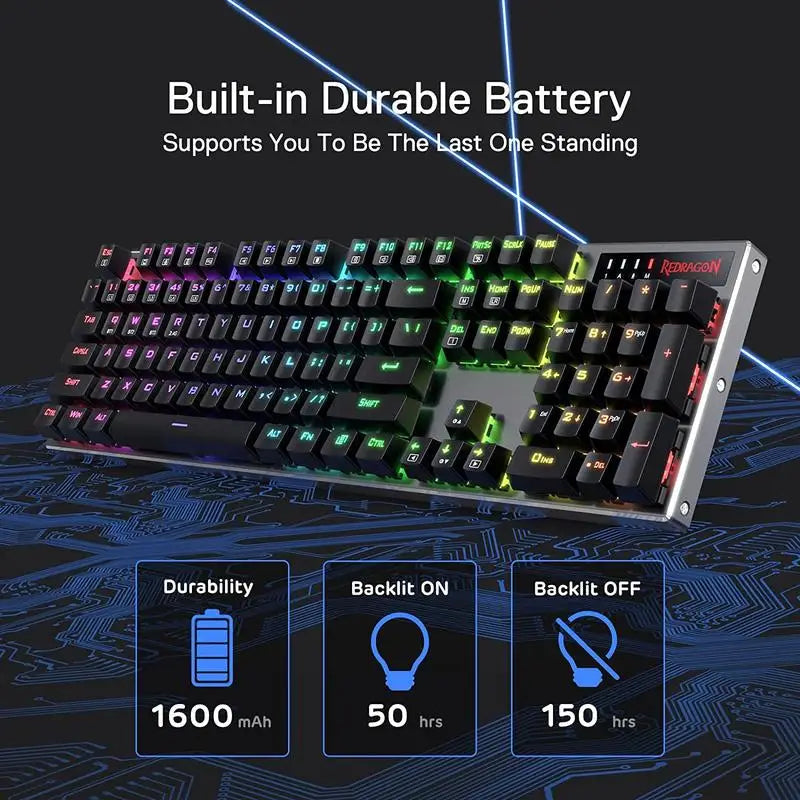 Redragon K556 PRO Upgraded Wireless RGB Gaming BT/2.4Ghz Tri-Mode Mech
